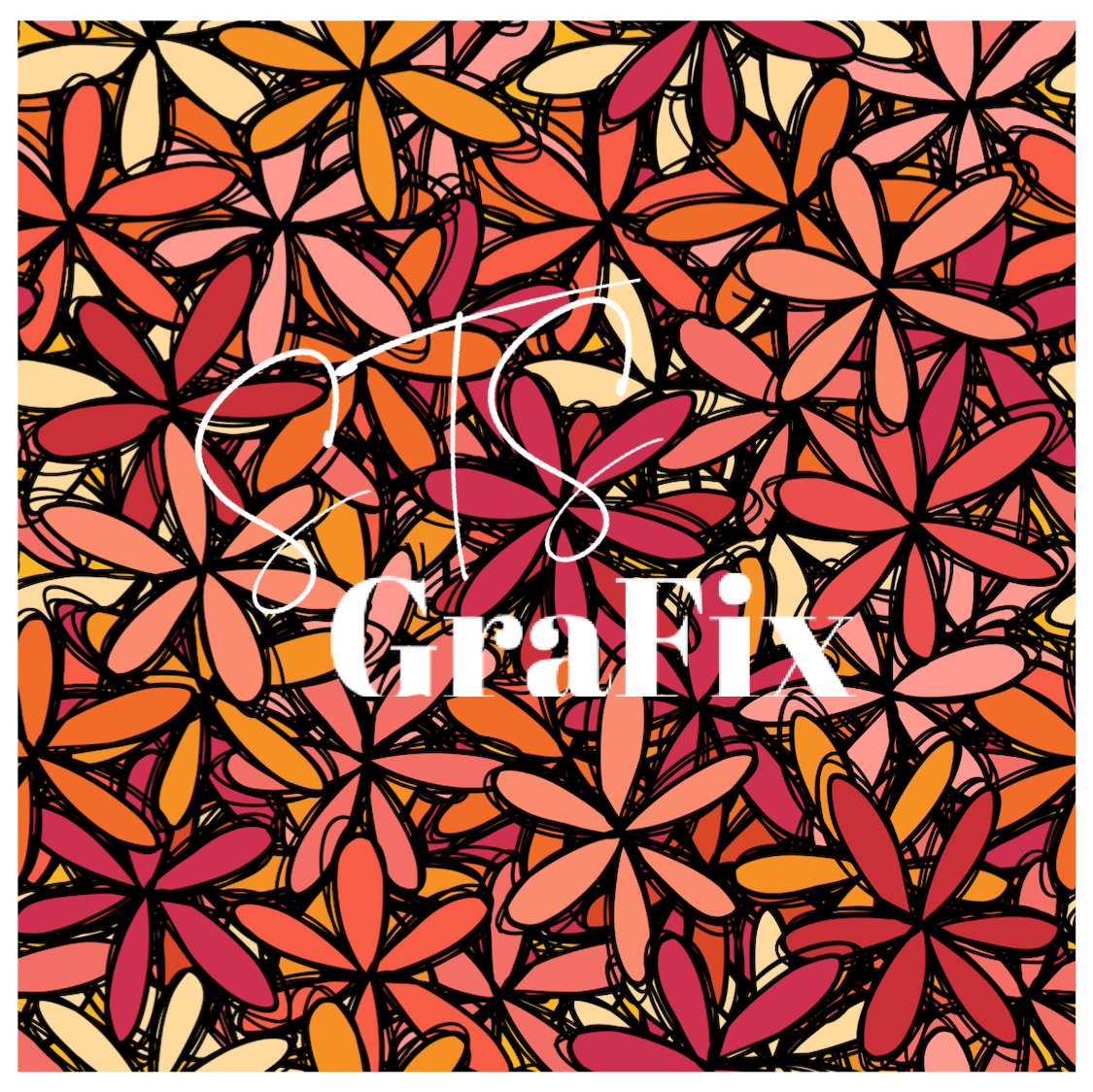 Orange Sketchy Flowers – Sweet Tea Signature GraFix